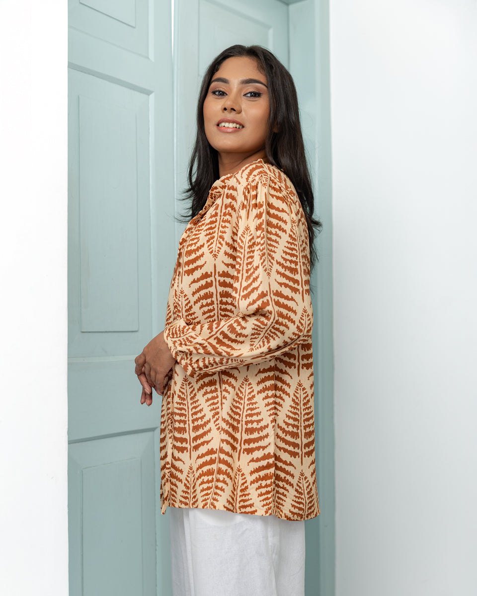 Shonali Cotton Printed Top- Brown – JoeY Clothing